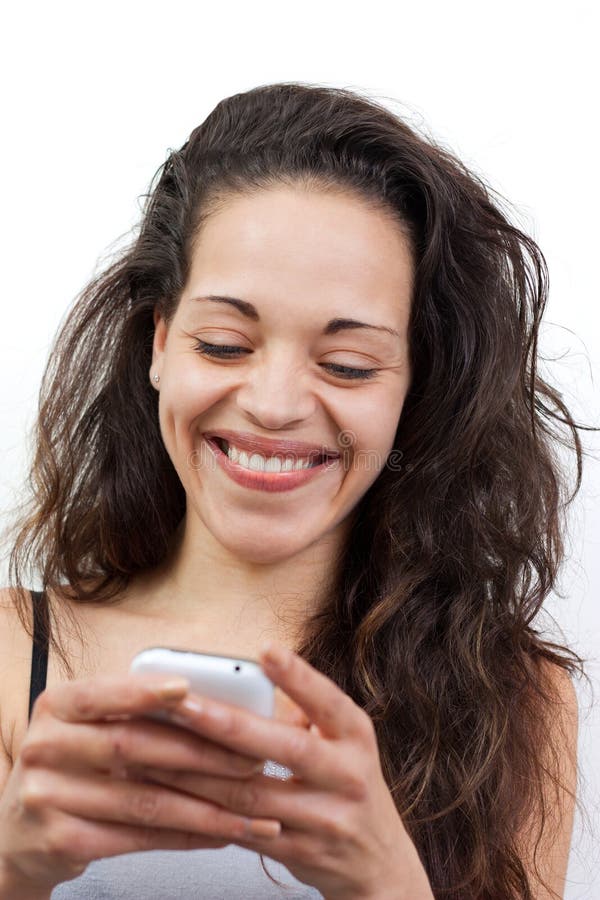 Young Woman with Smartphone Stock Image - Image of beautiful, laughing ...
