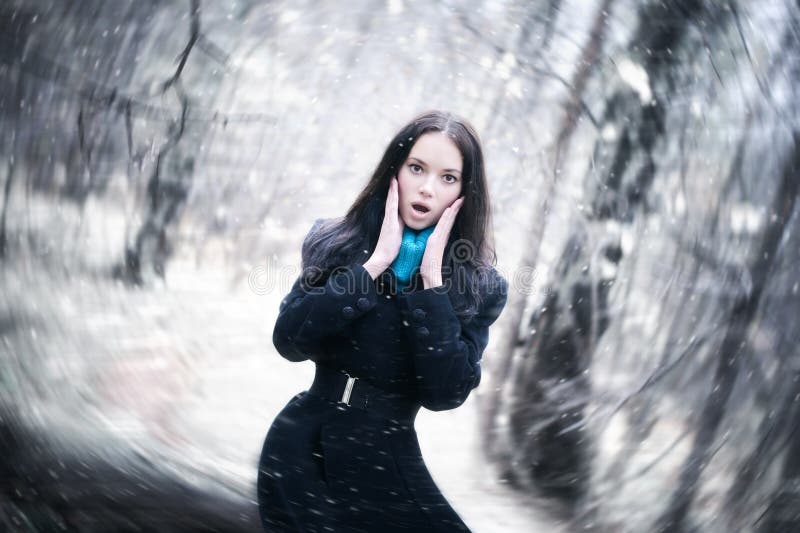 Young Woman Winter Portrait Stock Photo - Image of snowflake, snow ...