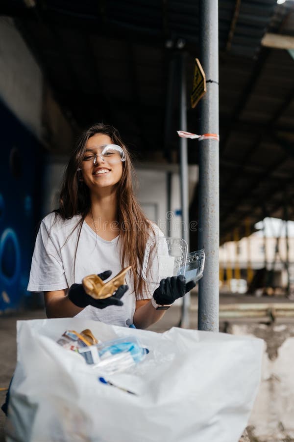 Young Woman Sorting Garbage. Concept of Recycling. Zero Waste Stock ...
