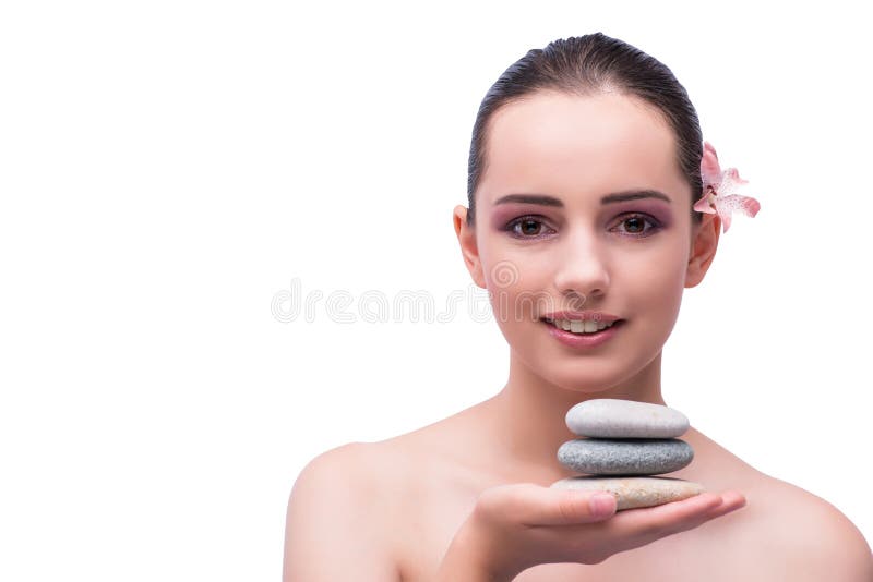 The Young Woman during Spa Session Isolated on White Stock Image ...