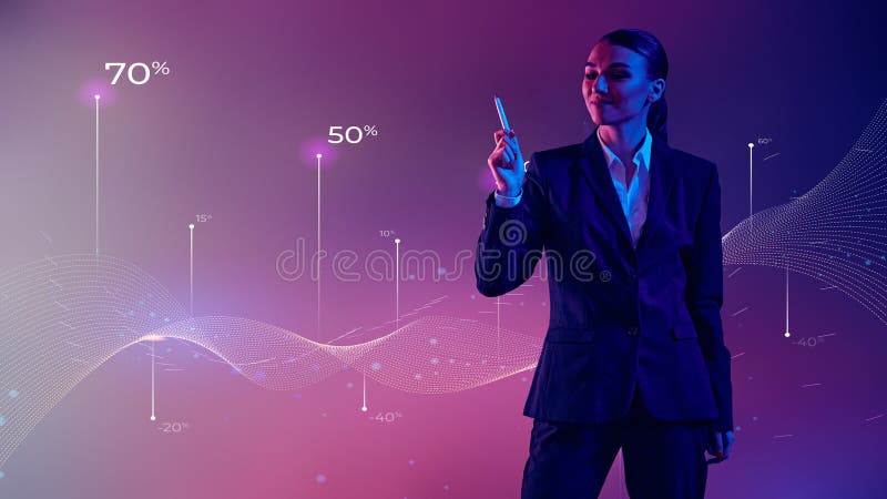 Young Woman, Speaker Delivering Information during High-tech ...