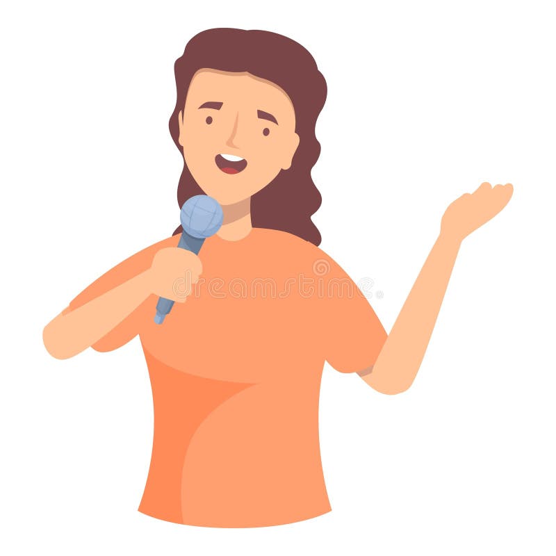 Young Woman Speaking with Microphone Making a Point Stock Vector ...