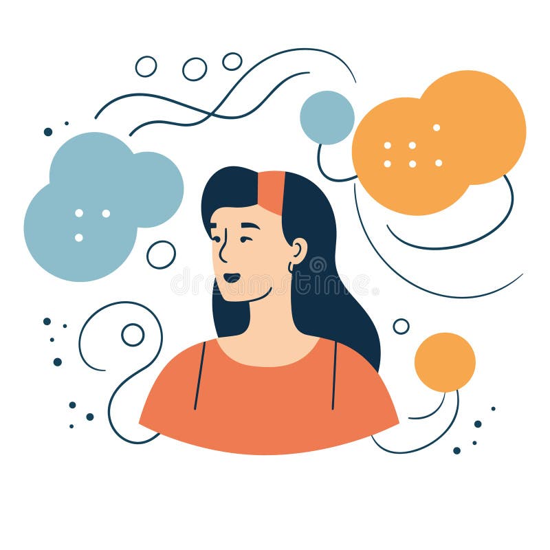 Young Woman at Speech Bubble Above Communicating Stock Vector ...