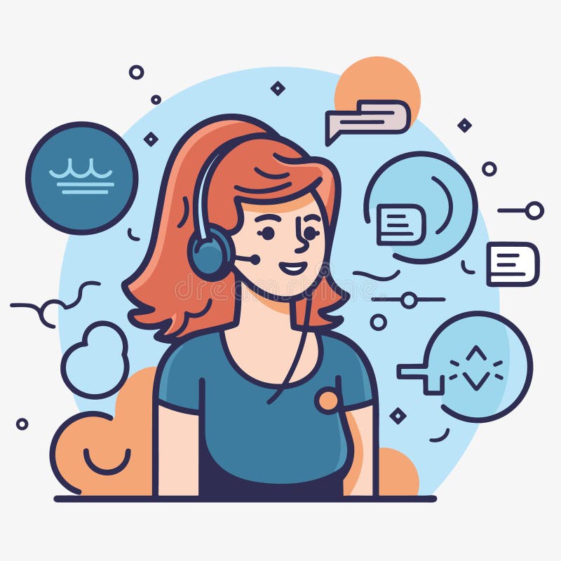 Young Woman at Speech Bubble Above Communicating Stock Vector ...