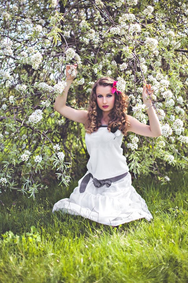 Young woman in spring stock photo. Image of healthy, blooming - 32306620