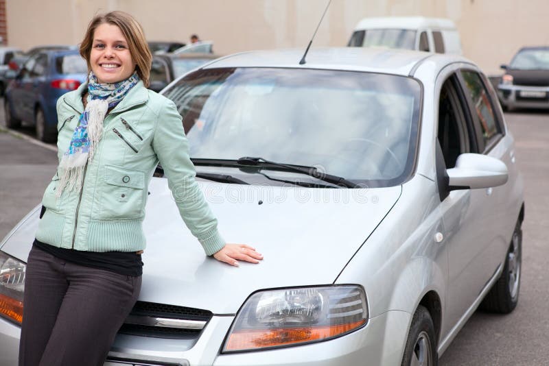 Young Woman Standing Behind a New Own Car Stock Image - Image of lady ...