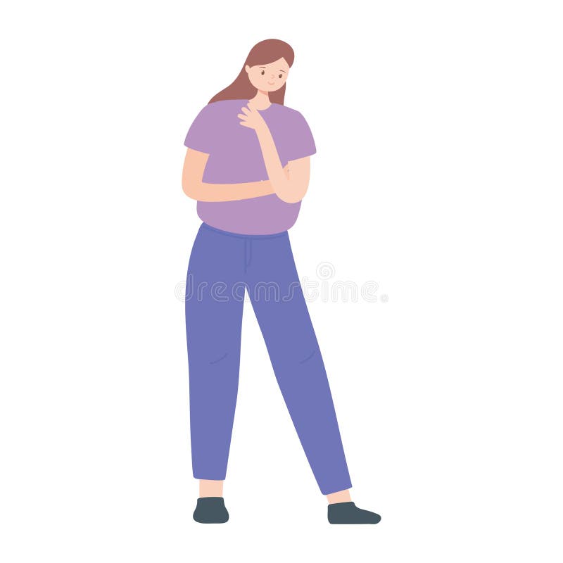 Young Woman Standing Character Isolated Design White Background Stock ...