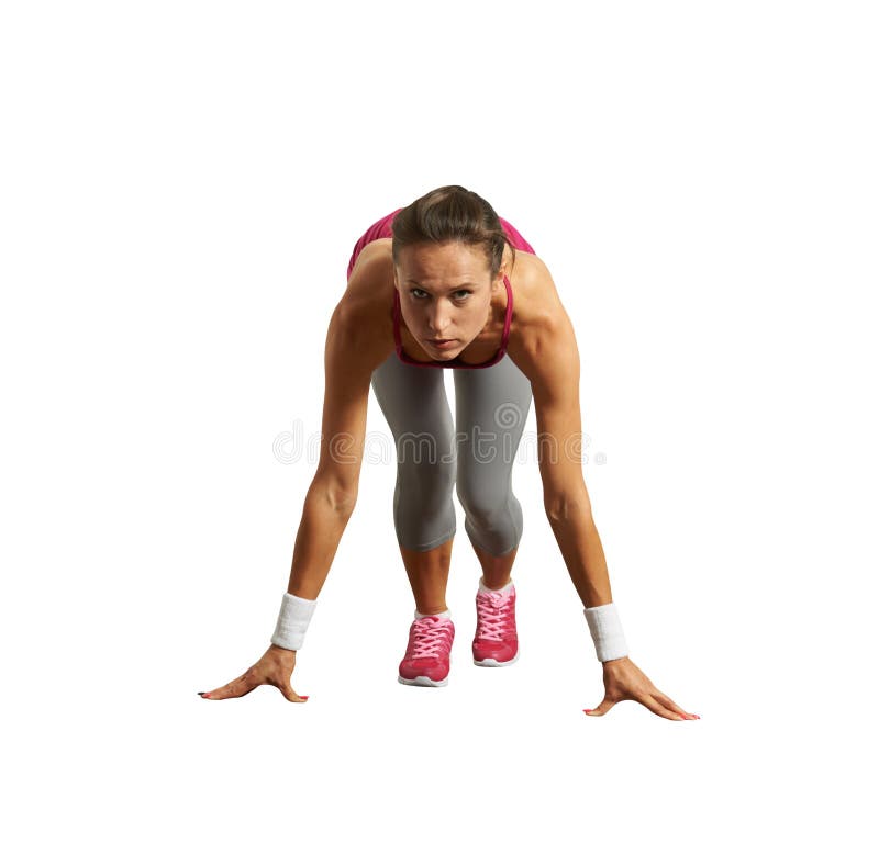 Female Marathon Runner on White Background Stock Photo - Image of lady ...