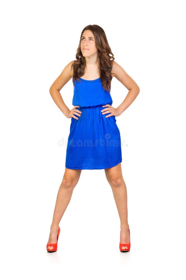 Young Woman Standing and Thinking Stock Photo - Image of figure, adult ...