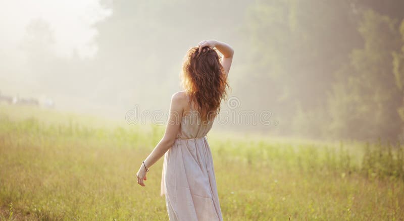 Young Woman Staring into the Distance Stock Photo - Image of adult ...