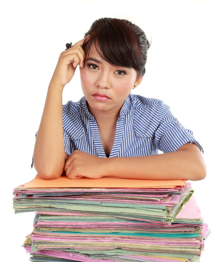 Young Woman Stressed at Work Stock Photo - Image of student, fever ...