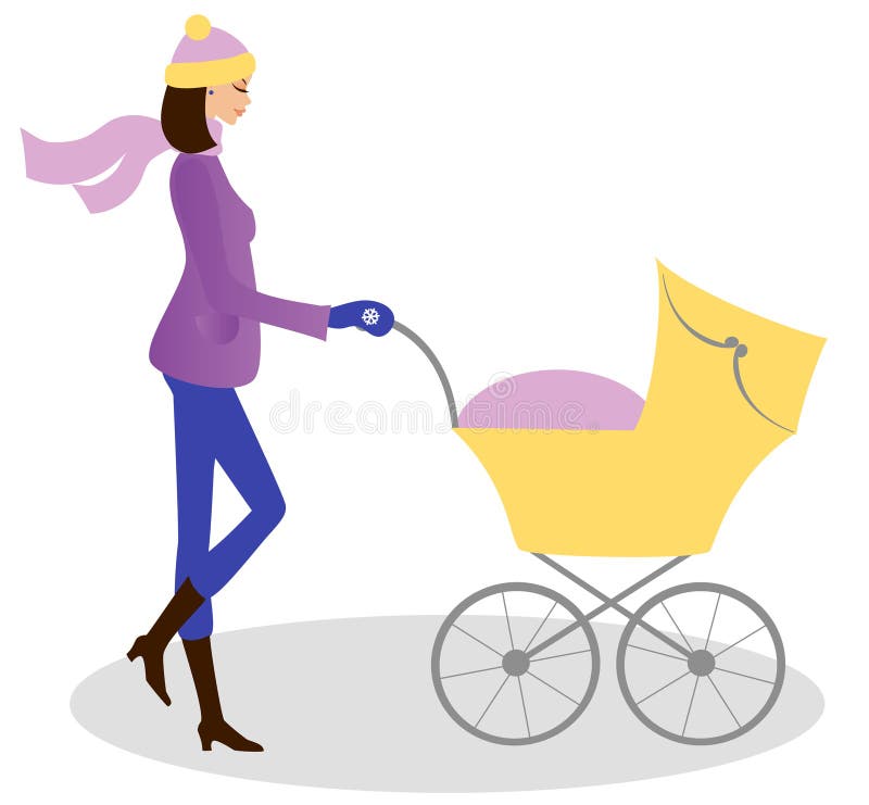 Young woman with stroller stock vector. Illustration of modern - 22235379