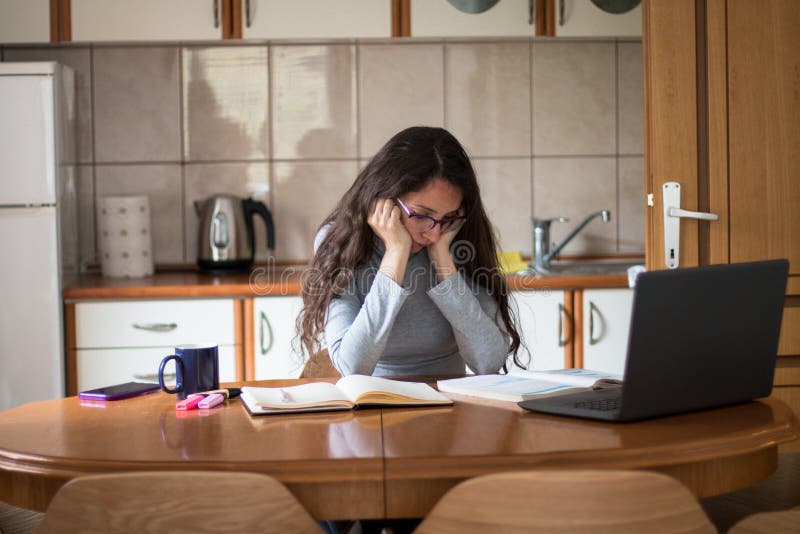 Young Woman Struggling with Work Related Problems in Her Home Office ...