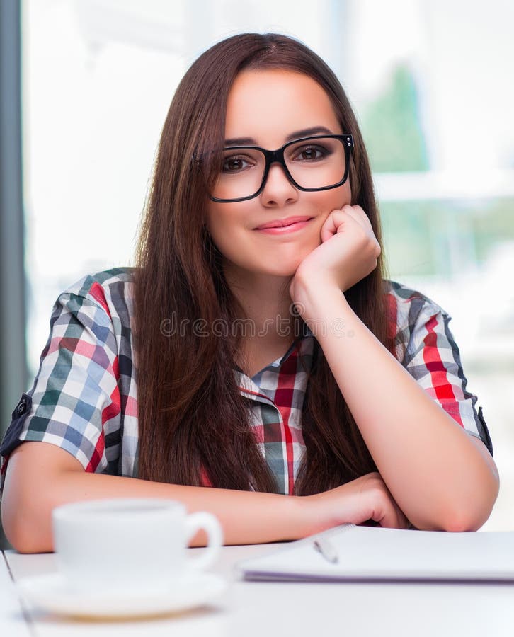 Young Woman Student with Many Books Stock Image - Image of excited ...