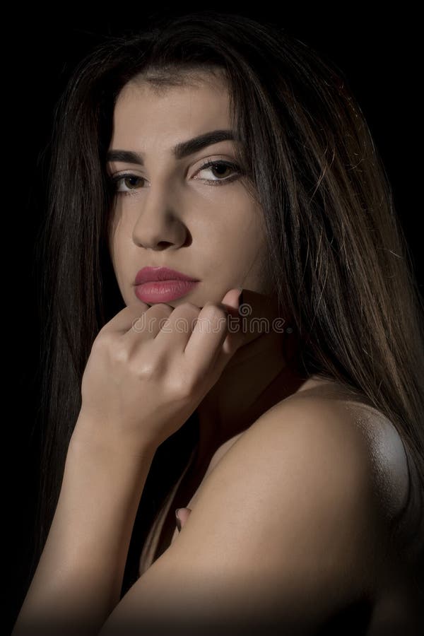 Young Woman Studio Portrait Stock Image - Image of brown, pretty: 80276541