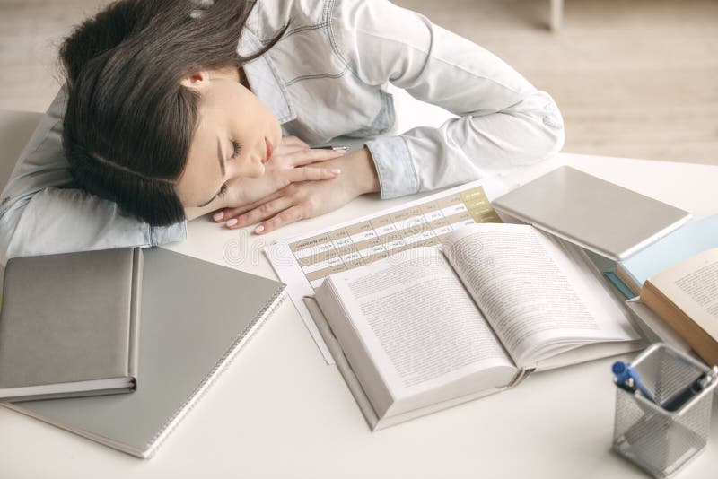 Young Woman Study at Home Alone Education Stock Image - Image of ...