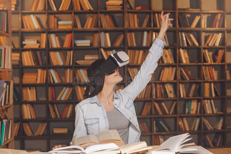 Young Woman Study in the Library Alone Stock Photo - Image of ...