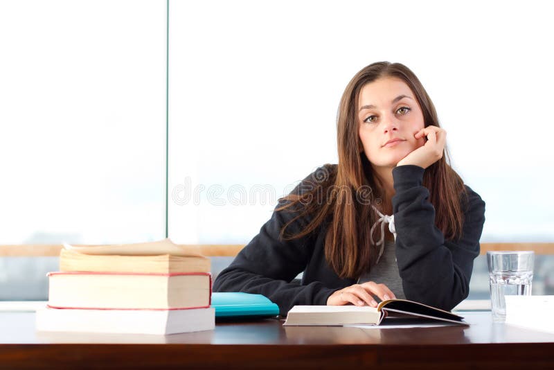 A Young Woman Studying - Thinking about Her Future Stock Image - Image ...