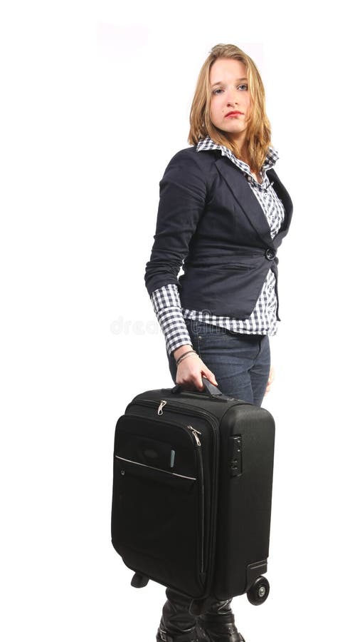 Young woman with suitcase stock image. Image of activity - 17613915