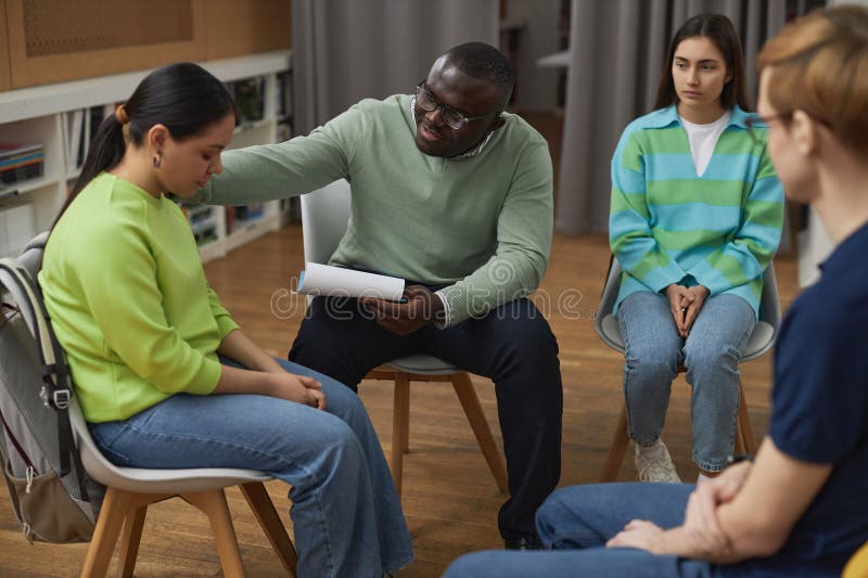 Young Woman in Support Group Circle Sharing Story Stock Photo - Image ...