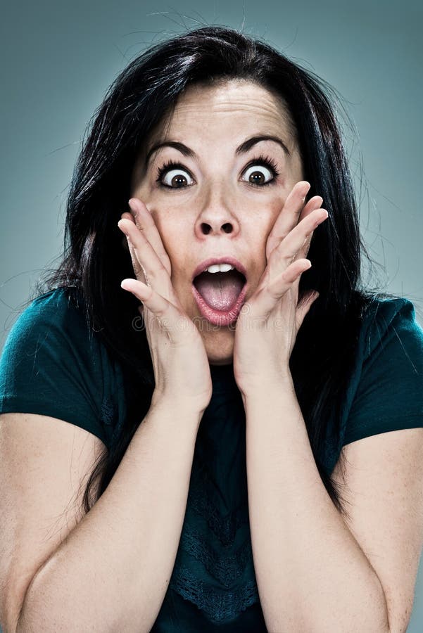 Young Woman with Surprise Expression Stock Photo - Image of shoulders ...