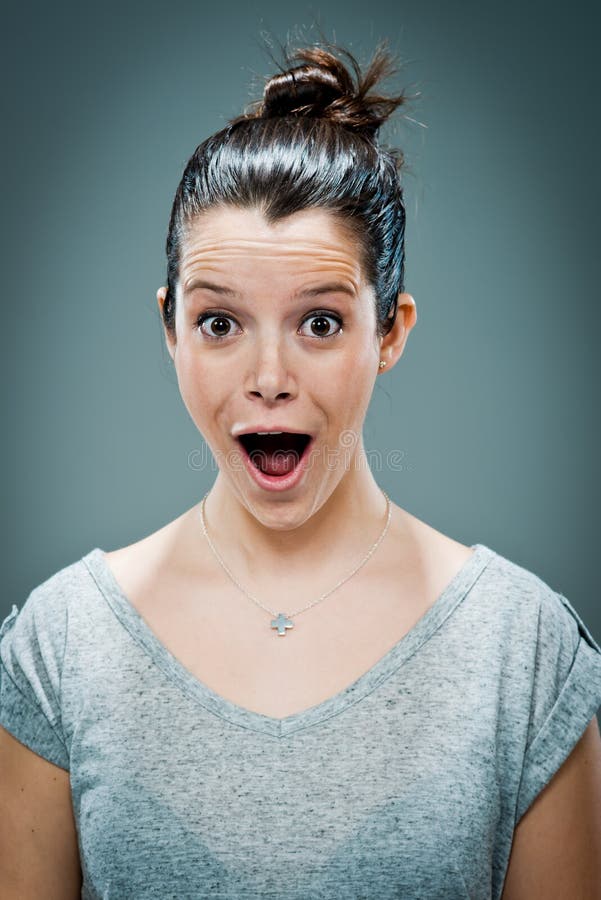 Young Woman with Surprise Expression Stock Image - Image of cute ...