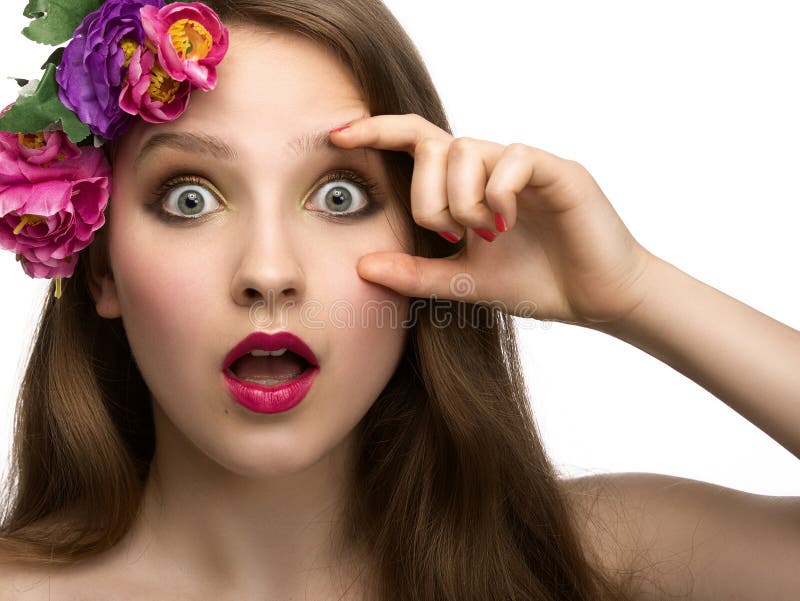 Young Woman with Surprised Expression Stock Photo - Image of expressing ...