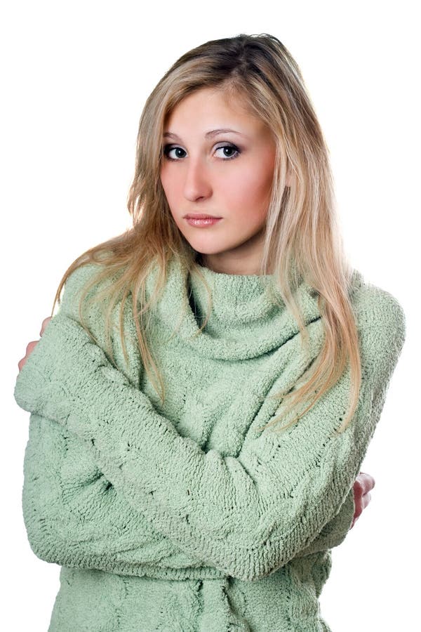 Beauty Young Woman Wearing Warm Sweater Stock Image - Image of happy ...
