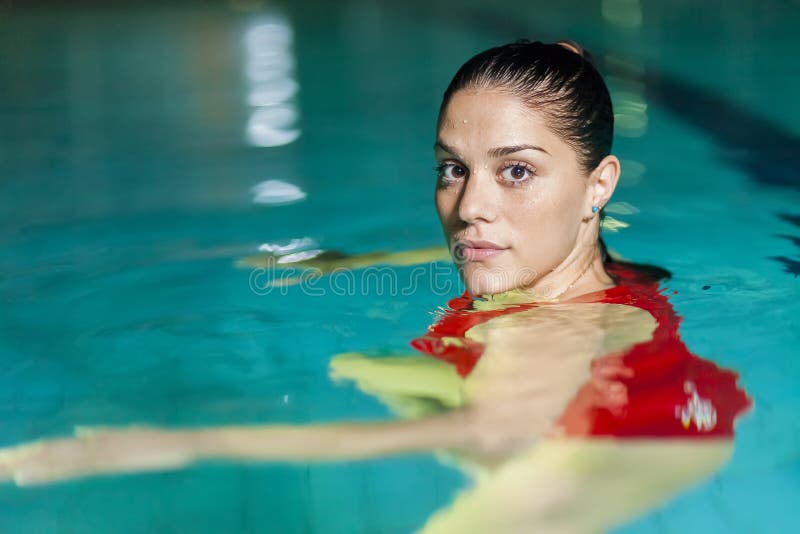 Young Woman in the Swimming Pool Stock Photo - Image of beauty ...