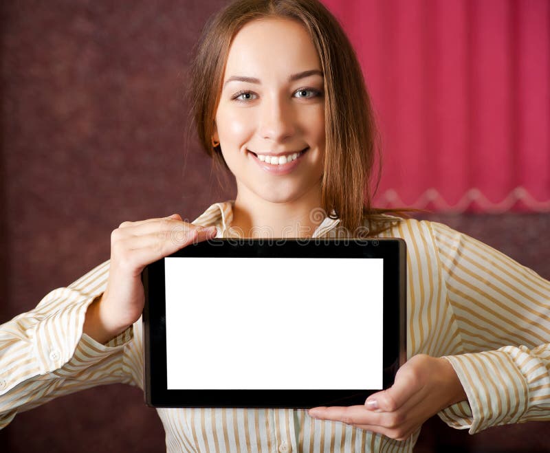 Young Woman with the Tablet Stock Image - Image of screen, student ...