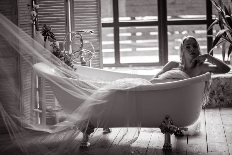 Woman Take A Bath In The Bathroom Stock Image Image Of Hygiene
