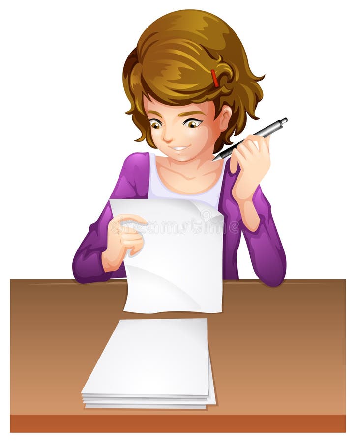 A Young Woman Taking an Exam Stock Vector - Illustration of ...