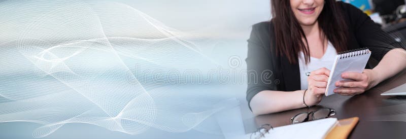 Young Woman Taking Notes; Panoramic Banner Stock Photo - Image of ...