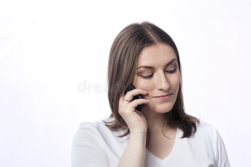 Young Woman Talk To Mobile Phone Stock Image - Image of digital ...