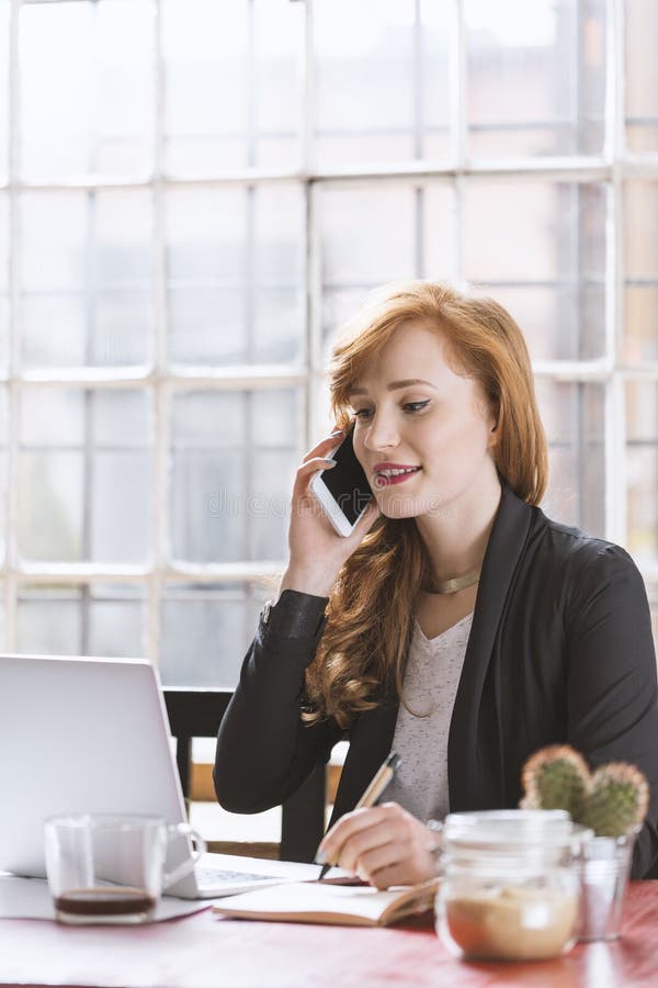 Young Woman Talking Over the Phone Stock Photo - Image of bright ...