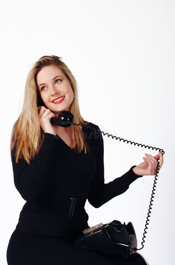 Young Woman Talking on the Telephone Stock Image - Image of chat, blond ...