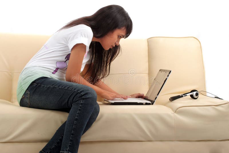 Young woman and technology stock image. Image of modern - 8715767