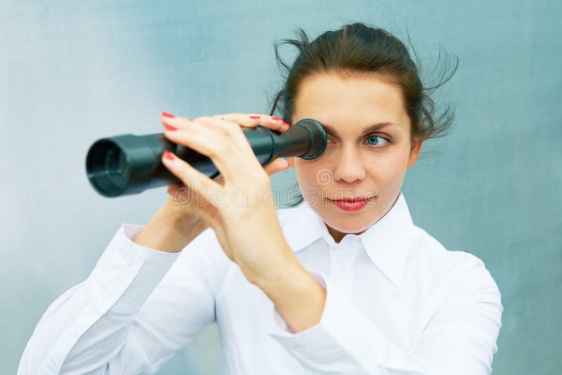 Young Woman with Telescope stock image. Image of outdoors - 8953663