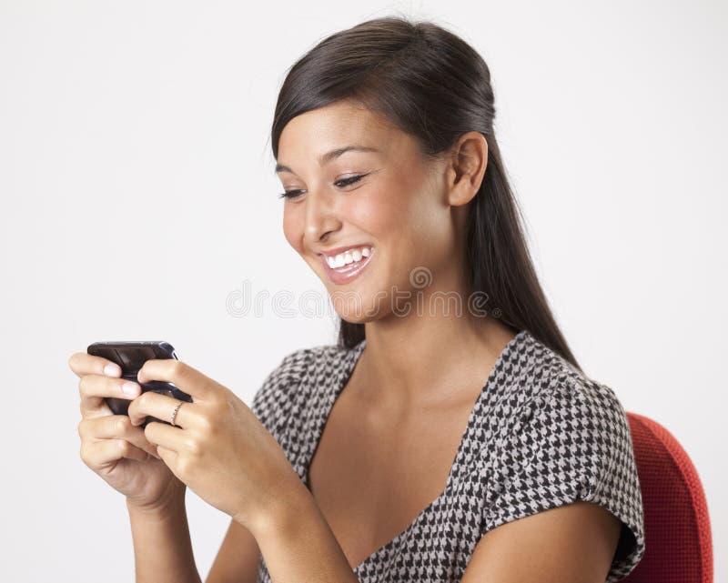 Attractive Blond Woman Texting on Cell Phone Stock Photo - Image of ...