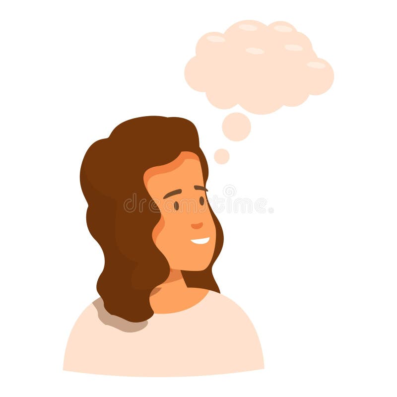 Young Woman Thinking with Empty Thought Bubble Considering Problem ...