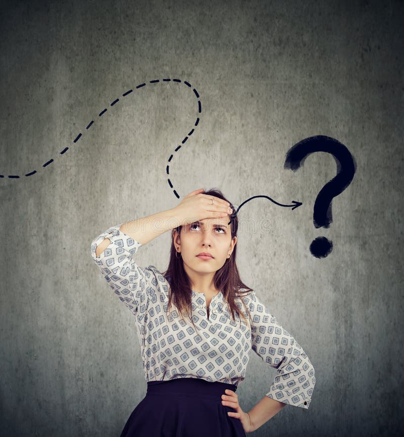 Young Woman Thinking Has a Question Stock Photo - Image of perplexed ...