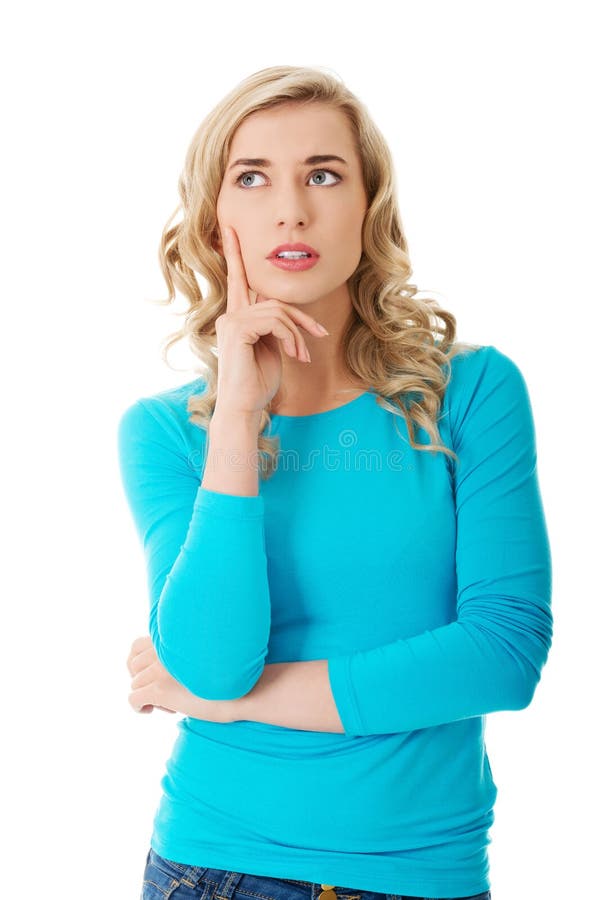 Young woman thinking stock photo. Image of hand, dreaming - 44770432