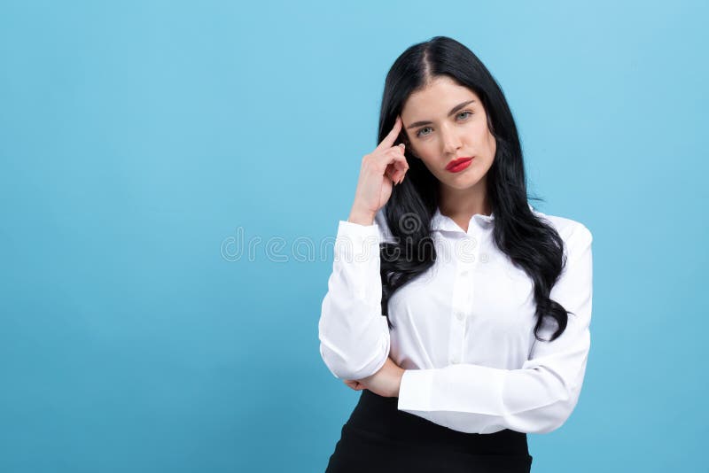 Young Woman In A Thoughtful Pose Stock Photo - Image of idea, lady ...
