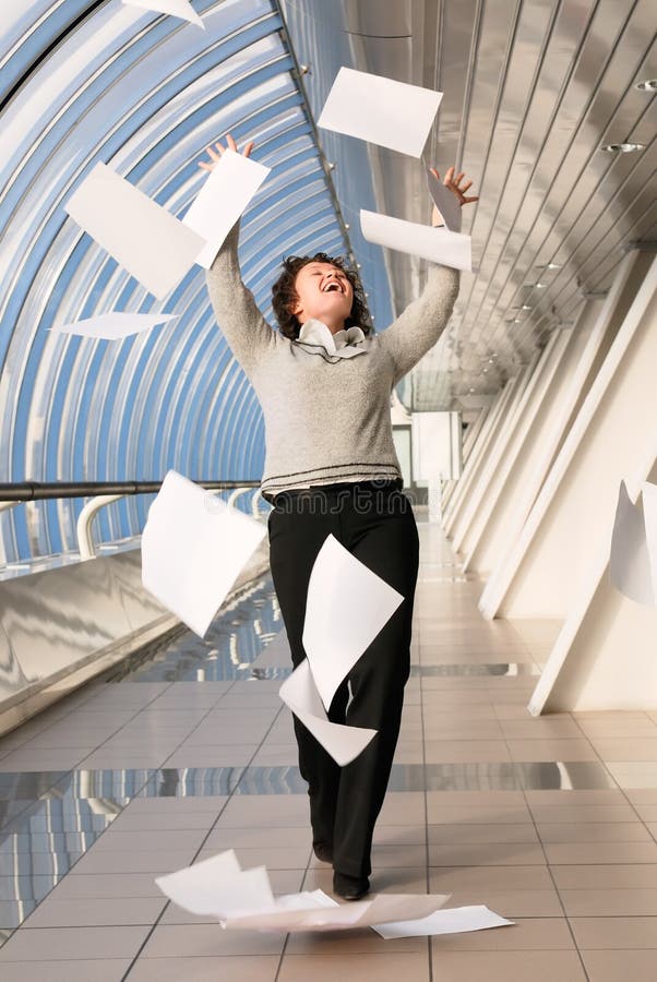 Young Woman Throwing Documents Stock Photo - Image of clear, white: 7351848