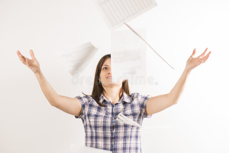Woman Throwing Sheets Paper Stock Photos - Free & Royalty-Free Stock ...