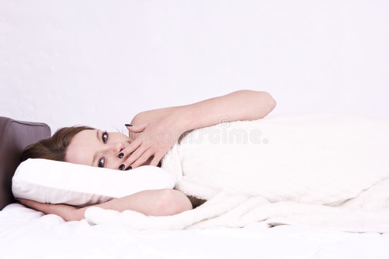 Young woman to stay in bed stock photo. Image of relaxation - 41908910