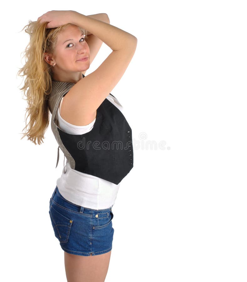 Woman Tousling Long Hair with Fingers Stock Photo - Image of smiling ...