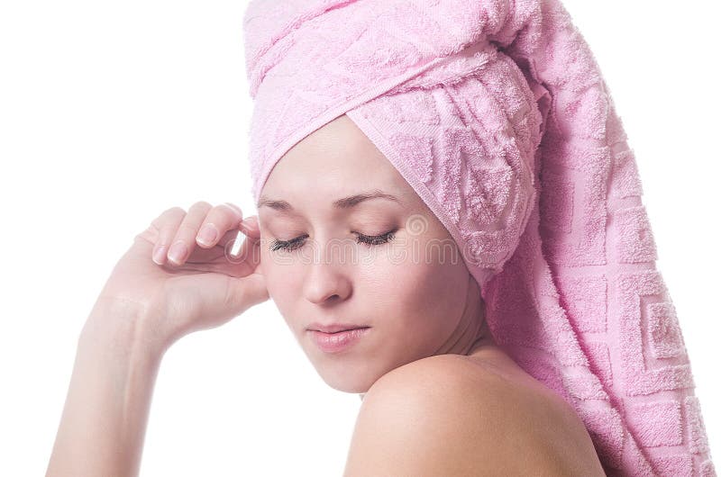 The Young Woman with a Towel on the Head Stock Photo - Image of wind ...