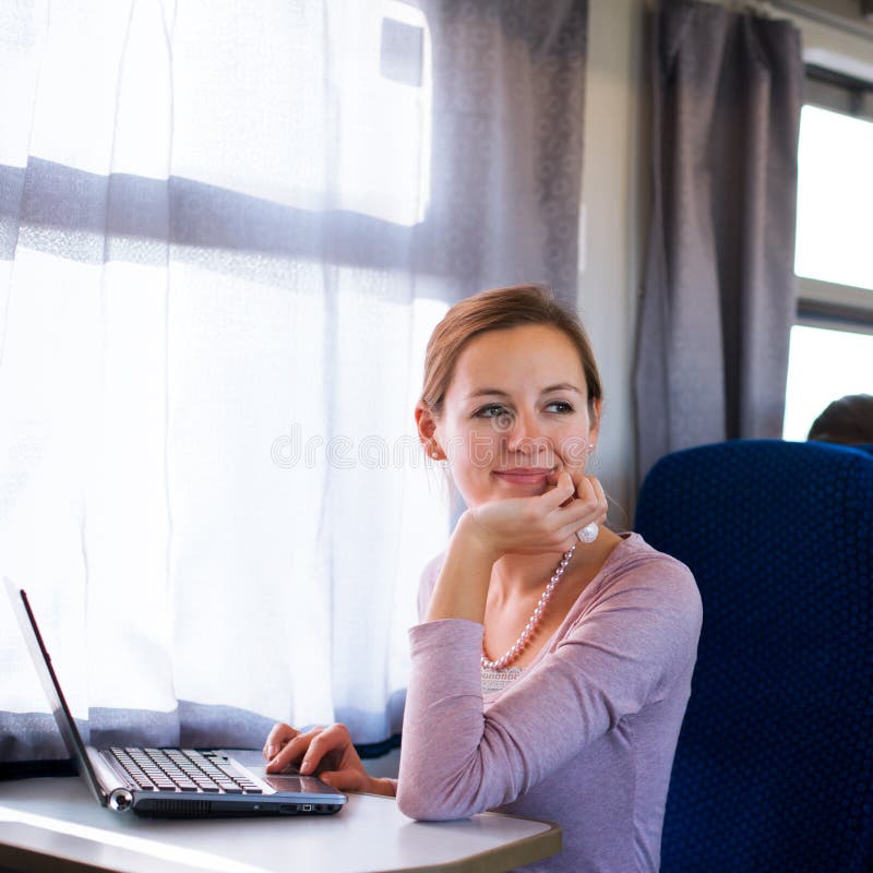Young woman on the train stock photo. Image of seat, commuter - 22614614