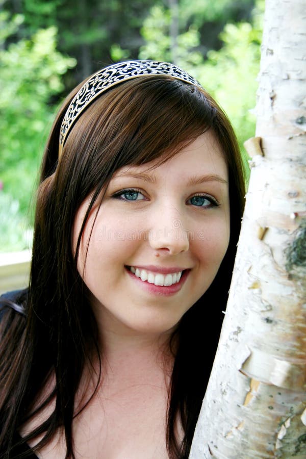 Young Woman with Tree stock image. Image of feminine, cheeky - 2904241